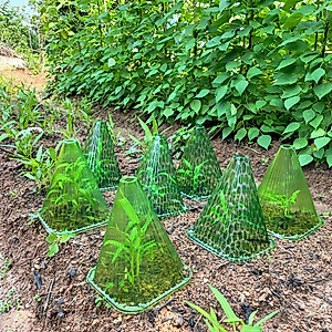 Fshow Garden Cloches,20 Pack Reusable Plant Bell Cover,Bell Jar Cloches for Protection Against Sun, Frost, Snails Etc. (Dark Green)