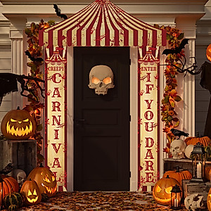 Patelai Halloween Carnival Circus Party Decorations Scary Circus Halloween Door Cover Decoration Carnival Theme Porch Banner Creepy Carnival Tent for Festival Wall Hanging Yard Sign(Carnival)