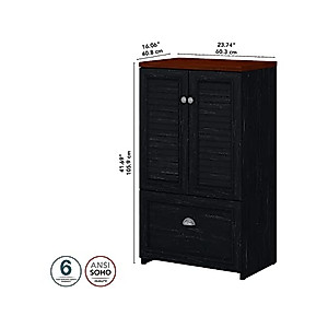 Bush Fairview 41.69-Inch H Storage Cabinet with 3 Shelves, Antique Black/Hansen Cherry (WC53980-03)