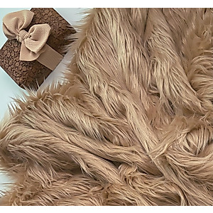 Bianna Peanut Butter Brown Faux Fur Fabric, by The Yard, American Seller, Luxury Shag Shaggy Material for Crafting, Sewing, Costumes, Fursuits, Home Decor (12x12 inches)