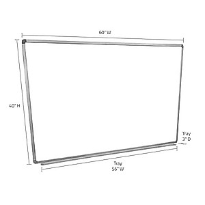 Offex Wall-Mounted Magnetic Dry Erase Whiteboard with Aluminum Frame and 2.5" Marker Tray, 60"W x 40"H - Perfect for School, Classroom, Conference and Presentation