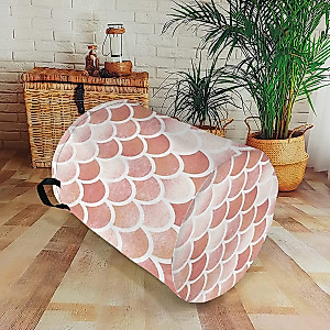 Mermaid Rose Gold Scales Laundry Hamper Laundry Basket Bedroom Room Decor for Women Girls Dirty Clothes Organizer Boys Room Accessories Toy Bin Storage Bag