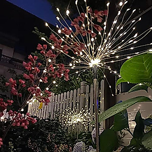 Yard Decor, 2 Pack Solar Lights Outdoor Waterproof Garden Lights IP65 2 Lighting Modes Solar Firework Lights for Garden Patio Yard Pathway Parties Christmas Porch Farmhouse Decor,Warm White