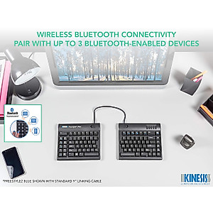 KINESIS Freestyle2 Blue Wireless Ergonomic Keyboard for PC (9" Separation), Dark Gray