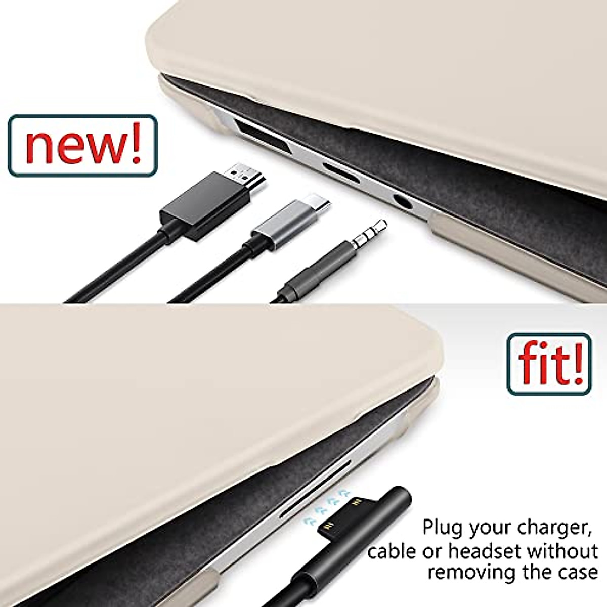 DONGKE Case ONLY Compatible with 13.5" Microsoft Surface Laptop 5/4 / 3 Laptop with Alcantara Keyboard Model: 1950/1958, Plastic Hard Shell Case with Keyboard Cover & Screen Protector, Cream Stone
