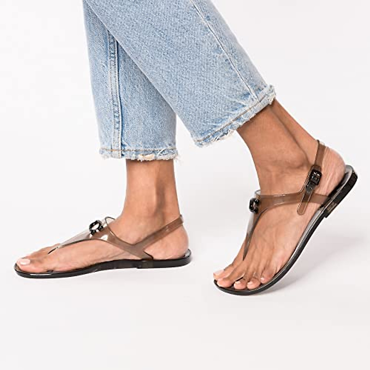 COACH Women's Natalee Jelly Sandals Black Rubber 8 B - Medium