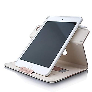 Thankscase Case for iPad Mini 5 7.9" 2019 / iPad Mini 4 2015, Rotating Case Leather Cover with Pencil Holder, Swivel Case Build in Hand Strap, Wallet Pocket for iPad Mini 5th Gen (Rose Gold)
