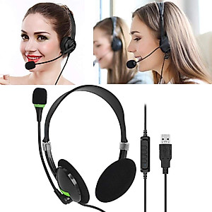 CALIDAKA USB Headset Computer Headset with Microphone, Lightweight PC Headset Wired Headphones Business Headset for Online Courses, Skype Chat, Call Center, Gaming,Noise Reduction