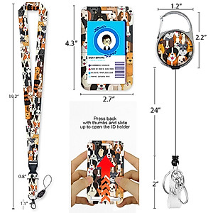 Immaturus Puppy Dogs Lanyards for Id Badges, Cute ID Badge Holder with Breakaway Lanyard, Lanyards for women with Badge Reel Retractable Heavy Duty, Animal ID Card Holder Teacher Doctor Office Gift