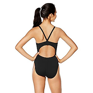 Speedo Women's Swimsuit One Piece Endurance+ Flyback Solid Adult Team Colors Black/Black, 34