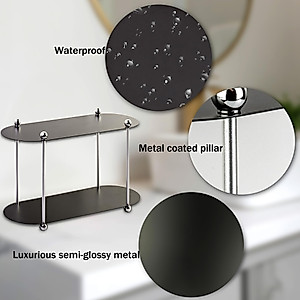 H HERAFE 2-Tier Bathroom Counter Organizer, Perfume Display Stand and Vanity Tray Organizer, Corner Shelf Cosmetics Makeup Bathroom Supplies Organizer, Spice Rack for Kitchen (Metal Black)