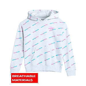 Reebok Girls' Sweatsuit Set - 2 Piece Hoodie Sweatshirt and Leggings - Youth Clothing Set for Girls (7-12), Size 7, Oatmeal Heather