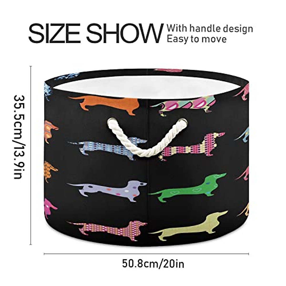 Kigai Cotton Rope Basket Dachshund Dogs Large Storage Basket for Toys Blanket Baby Laundry Basket for Nursery, Closet, Bedroom, Home Organization