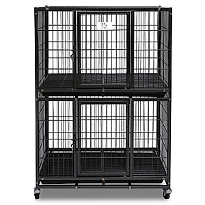 Homey Pet New 2 Levels 31" Crate with Durable Plastic Black Tray and Caster (Cage)