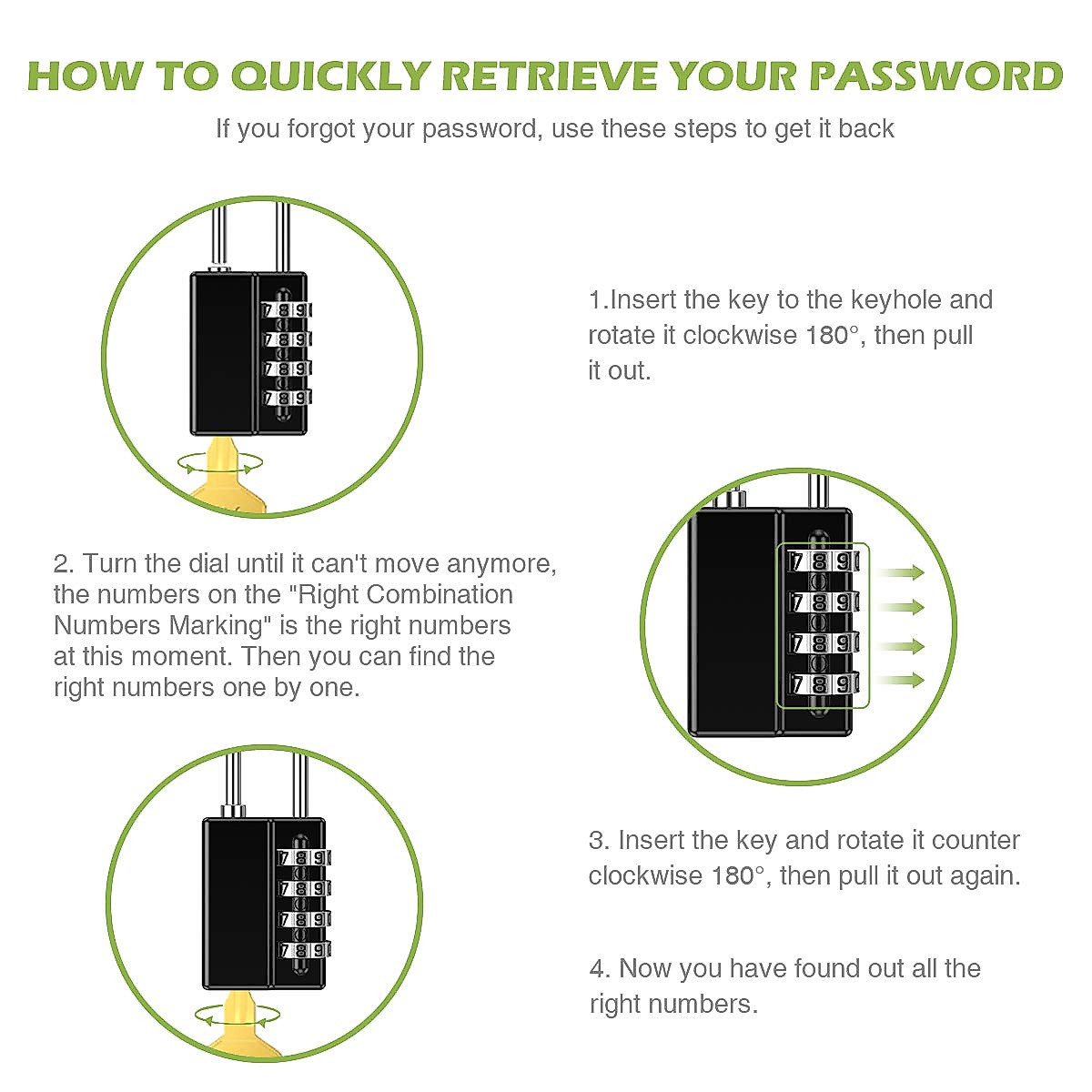 KeeKit Combination Padlock, 4 Digit Combination Lock, Resettable Waterproof Gate Lock for Locker, Gym, Fence, Case, School & Employee Locker, Toolbox – 2 Pack, Black