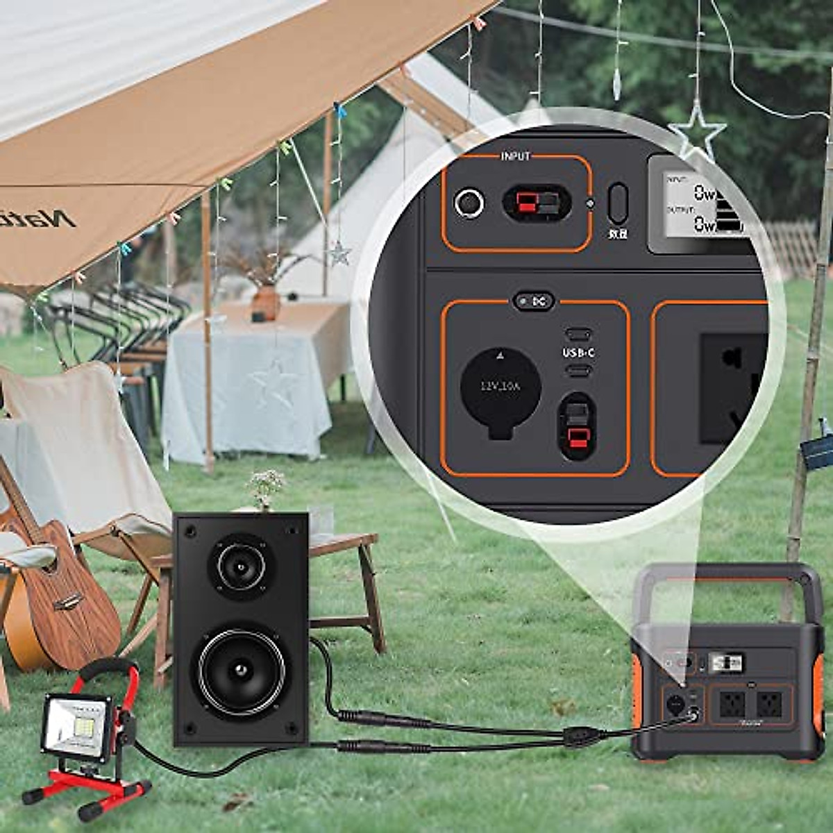 PNGKNYOCN 5.5mm x 2.1mm DC Y Splitter Male Power Plug Cable for Solar Panel RV Portable Power Station Solar Generator 18 AWG Wire 1ft/0.3m (Male)