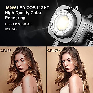 GVM 150W Video Light Kit, 2700K-7500K Continuous Lighting for Photography with Lantern Softbox&Stand, Bi-Color Studio Light Kit with Bluetooth Control, CRI 97+ 8 Scene Lights for Live Streaming