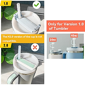 HEGAPOJA 2Sets Stanley Straw Cover,1.0 Cup Accessories Compatible 40oz/30oz,Stanley Spill Stopper,Wine Stoppers,Stanley Leak Stopper,Include 2 Lids and Square/2 Round Tumbler Stopper,pure white