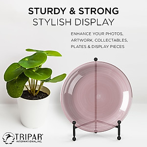 TRIPAR 12 Inch Modern Black Tripod Easel for Pictures, Artwork, Cookbooks, Platters, & Plates - Book Holder Display Easel