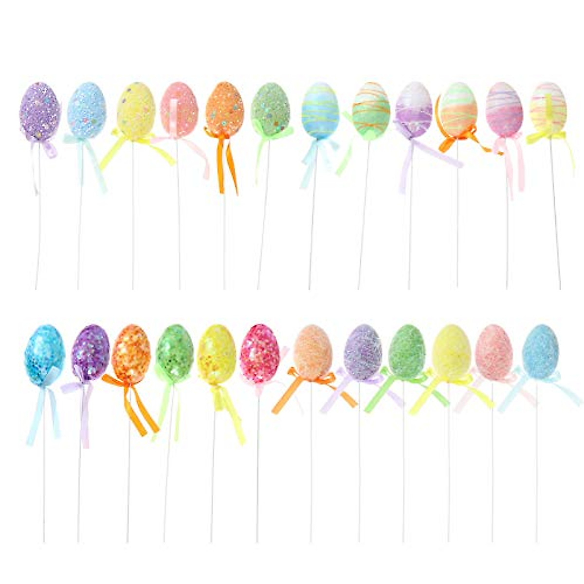 Toddmomy 24pcs Easter Egg Tree Branches Flower Picks Floral Arrangement Easter Egg Ornament for Easter Wreath Tree Garden Decoration