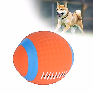 Dog Chew Toys, Squeaky Latex Dog Toy Balls Football Rugby Fetch Dog Interactive Toy with Crinkle Pape for Small Medium and Large Dogs