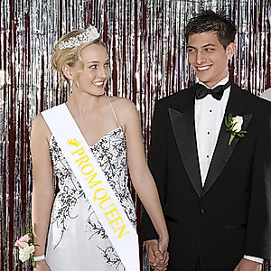 BAHABY Prom Queen Sash and Tiara Set, Silver Crowns for Women & White Sash - Graduation Party School Party Accessories Bachelorette Party Wedding Bridal Shower Halloween Party Favors