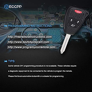ECCPP 2X New Replacement Remote Car Key Fob Combo 4-Button Uncut for Chrysler Dodge Jeep OHT692427AA, OHT692713AA