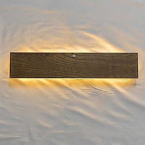 SKIVTGLAMP Wood Wall Sconce Rechargeable Battery Operated LED PIP Motion IR Sensor Wall Lamp, No Drilling Cordless Farmhouse Wall Mounted for Rustic Home Decor Backdrop Customizable Rectangle Walnut