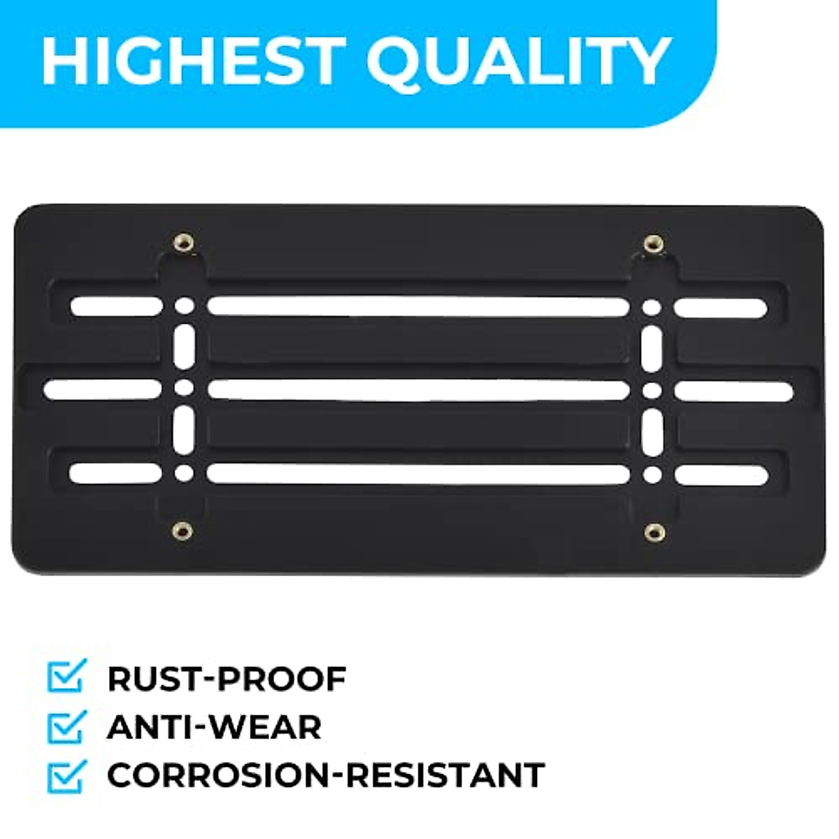 Front Bumper License Plate Bracket for BMW 2000-2023, Plate Holder Set w 6 Unique Screw Bolts & Wrench Kit, License Tag Mounting Kit, Quality Plate Holders, Premium Car & Truck Accessories