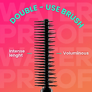 Nailen Black Waterproof Long Lash Mascara with Comb - No Clumps, Smudges, or Flakes - Voluminous and Long Eyelashes for Eye Makeup - 1 Count