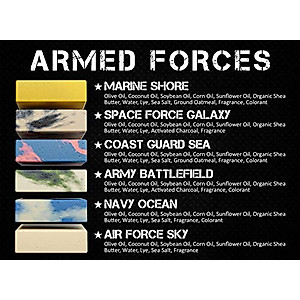 NATURAL AMERICAN SOLDIER Men’s Bar Soap – 100% All Natural, Masculine Scents, Essential Oils, Organic Shea Butter, No Harmful Chemicals – (6pk) Natural Soap Bars for Men - Made in USA - Man Soap, 5 oz