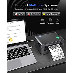 POLONO Shipping Label Printer Gray, 4x6 Thermal Label Printer for Shipping Packages, Commercial Direct Thermal Label Maker, Label Holder, Thermal Label Holder for Fan-Fold and Roll Labels