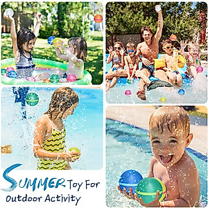 Reusable Water Ballons for Kids Magnetic, 8 Pcs Refillable Water Balloons Silicone Cute Water Bomb Balls for Kids Adults Outdoor Activities Swimming Pool Party Supplies