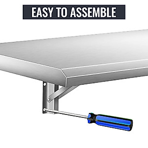 Hasopy Concession Shelf, Stainless Steel 48L x 12W Drop Down Folding Serving Food Shelf Stand Serving for Concession Window