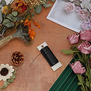 Floral Wire 38 Yards 114 Ft Florist Paddle Wire 22 Gauge Flexible Paddle Wire for DIY Crafting Wreath, Floral Arrangement, Bouquet Stem Wrapping, Christmas Wreaths Tree, Wedding Bouquets (Black)