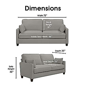 Serta Nina Sofa, Chenille Fabric, Rhine Gray