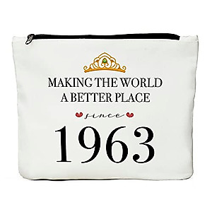 JIUWEIHU Women's 60th birthday gift, women's 60th birthday decoration - 60th birthday gift for friends, wives, sisters, grandmothers, colleagues and aunts - vintage perfect cosmetic bag of 1963