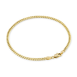 Nuragold 14k Yellow Gold 3mm Miami Cuban Link Chain Bracelet or Anklet, Mens Womens Jewelry 7" 7.5" 8" 8.5" 9"