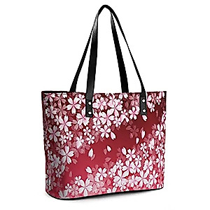 Womens Handbag Cherry Flowers Leather Tote Bag Top Handle Satchel Bags For Lady