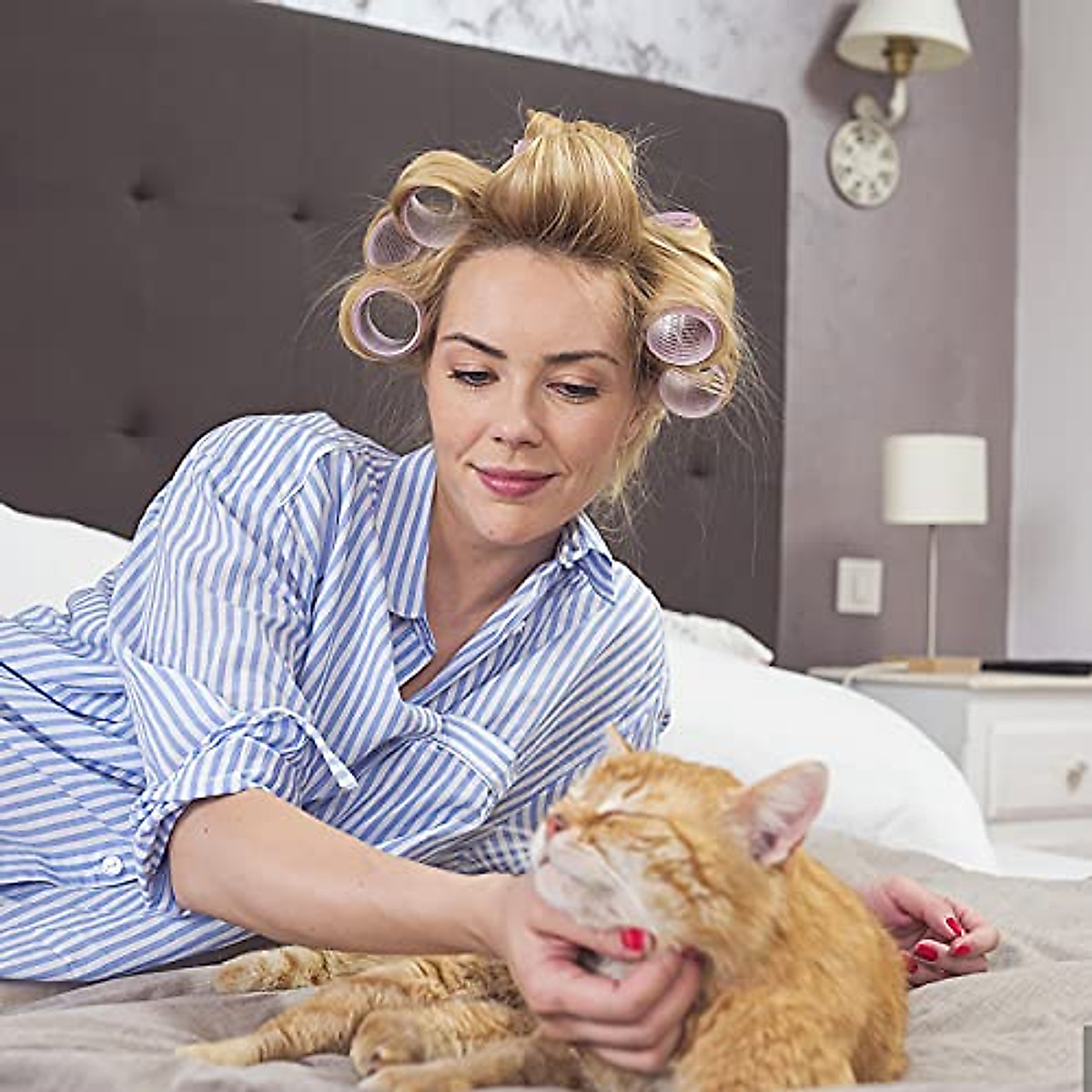 36 Packs Jumbo Hair Rollers Hair Curlers. 2.5 inch Large Self Grip Hair Curlers for Long Hair, Big Hair Rollers for Long Hair. No heat Curlers Hair Rollers with Clips & Comb (Purple)