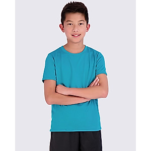 5 Pack: Boys Mesh Short Sleeve Shirts Crew Neck Boy Shirt T-Shirt Tshirt Tops Tees Girls Youth Teen Active Wear Athletic Quick Dry Basketball Gym Sport Undershirt Tee Soccer Top -Set 12,XL 16-18