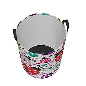 Foruidea Ladybug Polka Dot Laundry Basket,Laundry Hamper,Collapsible Storage Bin, Oxford Fabric Clothes Baskets,Nursery Hamper For Home,Office,Dorm,Gift Basket