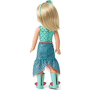 American Girl WellieWishers 14.5-inch Camille Doll with Blue Leotard, Mermaid Skirt, Headband, and Boots, For Ages 4+
