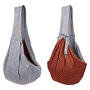 Small Dog Cat Sling Carrier,Hands Free Reversible Pet Carriers Bag,Pet Carrier Shoulder Crossbody Pet Slings Suitable for Puppy, Small Dogs, and Cats for Outdoor Travel (Grey)