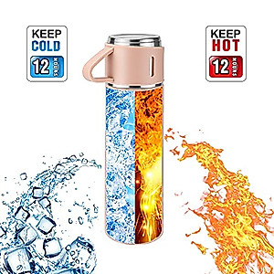 Stainless Steel Thermo 500ml/16.9oz Vacuum Insulated Bottle with Cup for Coffee Hot drink and Cold drink water flask.(Pink,Single)