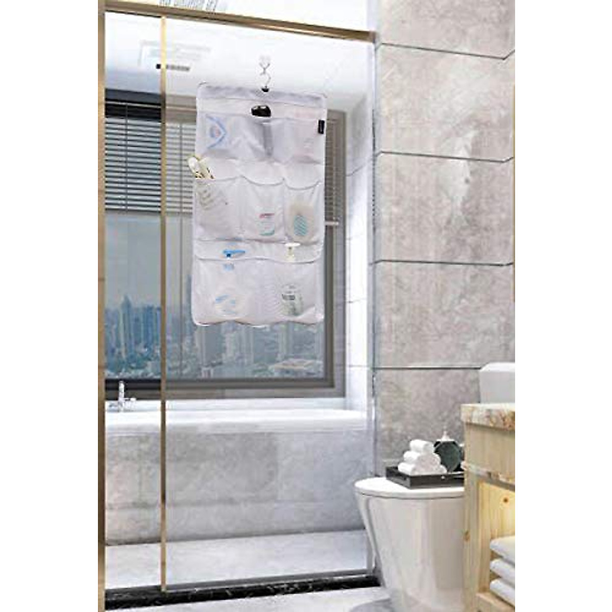 MISSLO Shower Caddy Organizer 5 Pockets + 8 Pockets Mesh Shower Organizer