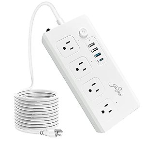 Jinvoo Power Strip Surge Protector 1 Type-C 1 Quick Charges 40W USB C 3 USB 4 AC outlets 5ft Extension Cord Flat Plug for Home Office Hotel
