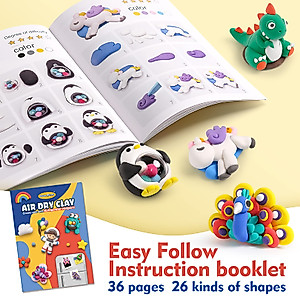 Drama Planet Air Dry Clay Kit for Kids, Create Your Own Refrigerator Magnets with Modeling Clay, Art Activity Set, Craft Project Gifts for Boys & Girls