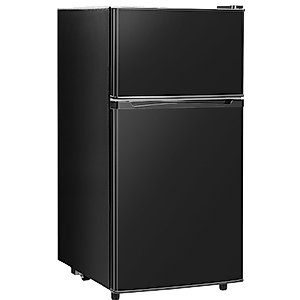 Tehanld 3.4 Cu.Ft Mini Fridge for Bedroom Office Dorm, 2 Door Small Refrigerator Freezer, Mini Compact Fridge with Adjustable Thermostat, Low Noise, Energy Saving, Black