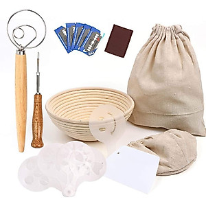 Banneton Bread Proofing Basket Set, Round 9" Sourdough Proofing Basket for Bread Making Tools Supplies, Natural Rattan Sourdough Proving Container Set for Professional and Home Bakers